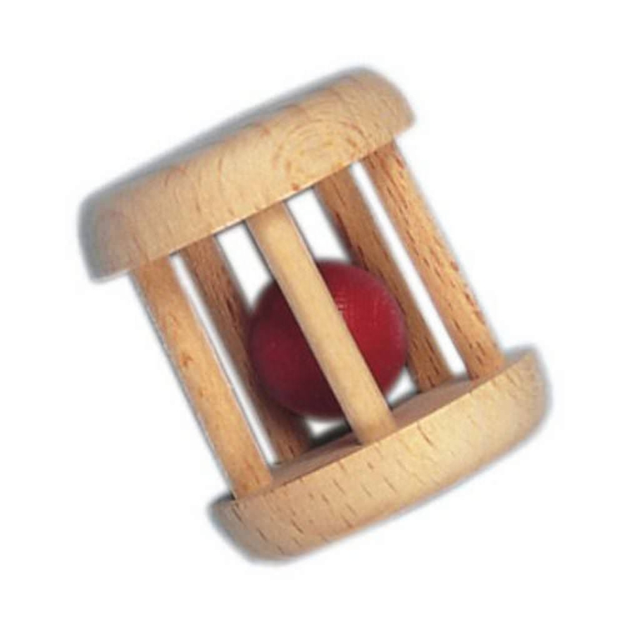 Wooden Cage Rattle with Red Ball | Montessori Australia