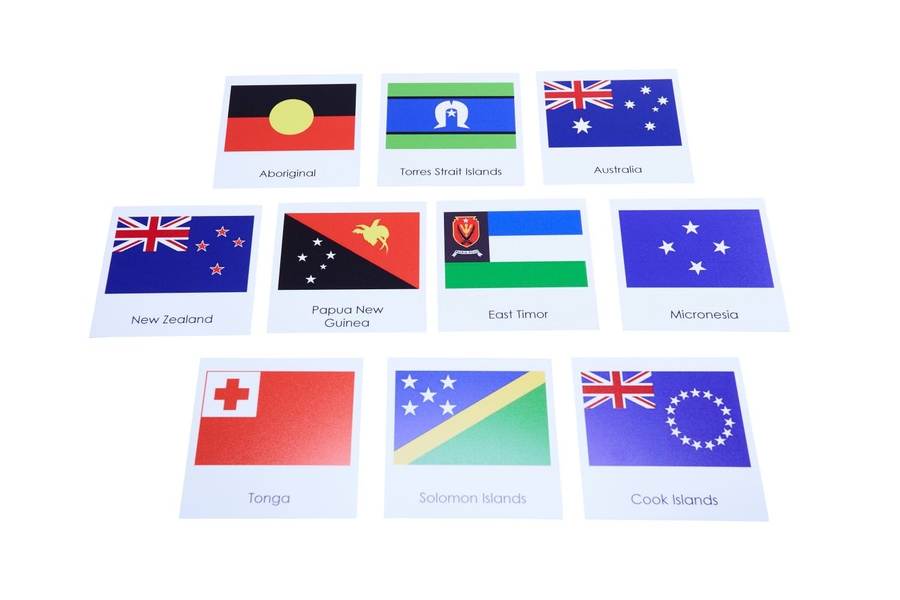 Nomenclature Cards - Oceania Flags | Montessori Australia